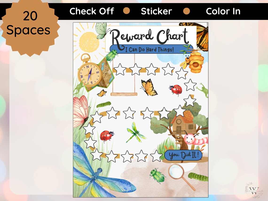 Printable Reward Chart for Kids, Goal Tracker, Toddler Potty Chart ...