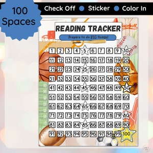 Printable Reading Tracker for Kids, 100 Book Challenge, Sports Theme ...