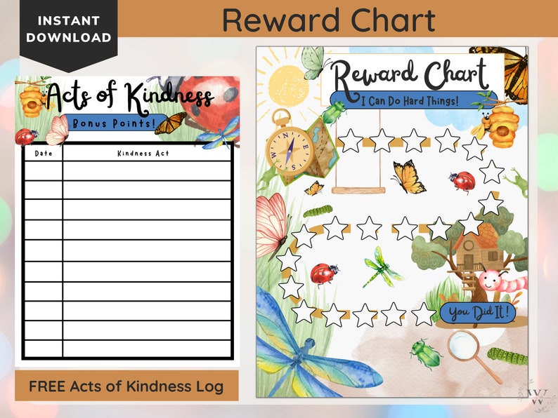Printable Reward Chart for Kids, Goal Tracker, Toddler Potty Chart ...