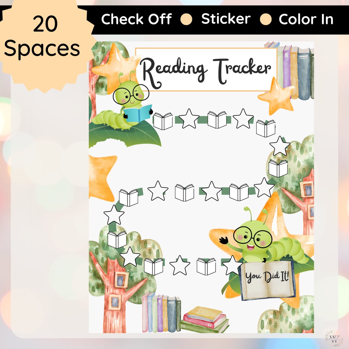 Printable Reading Tracker for Kids, Bookworm Theme, Student Book Chart ...