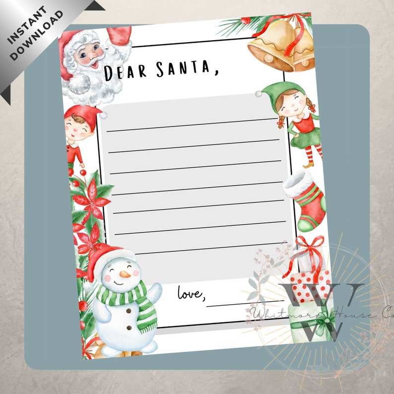 Printable Dear Santa Letter / Dear Santa Letter / Santa Letter ...