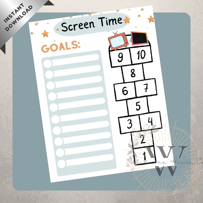 Screen Time Checklist / Printable Checklist / Kids Screen Time / Goals ...