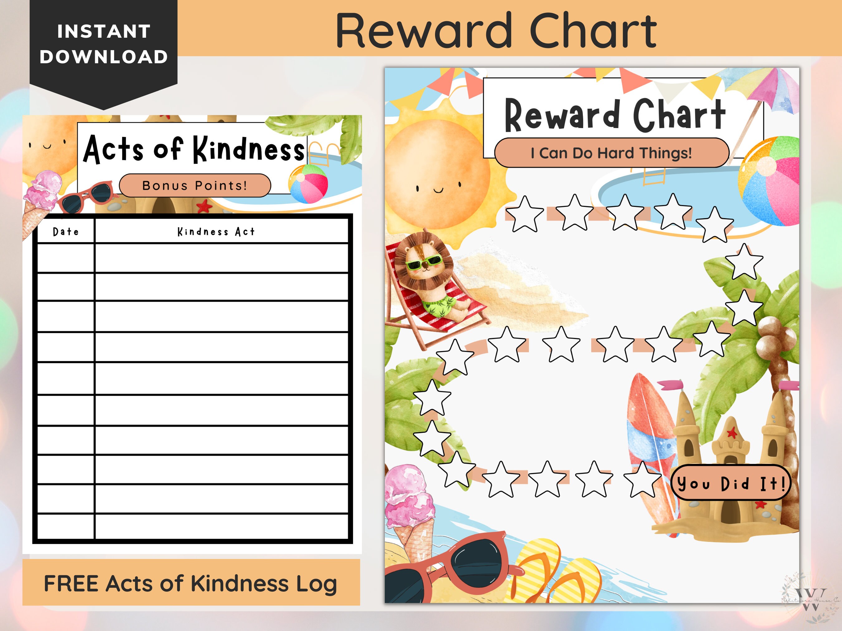 Printable Reward Chart for Kids, Summer Goal Tracker, Potty Chart ...
