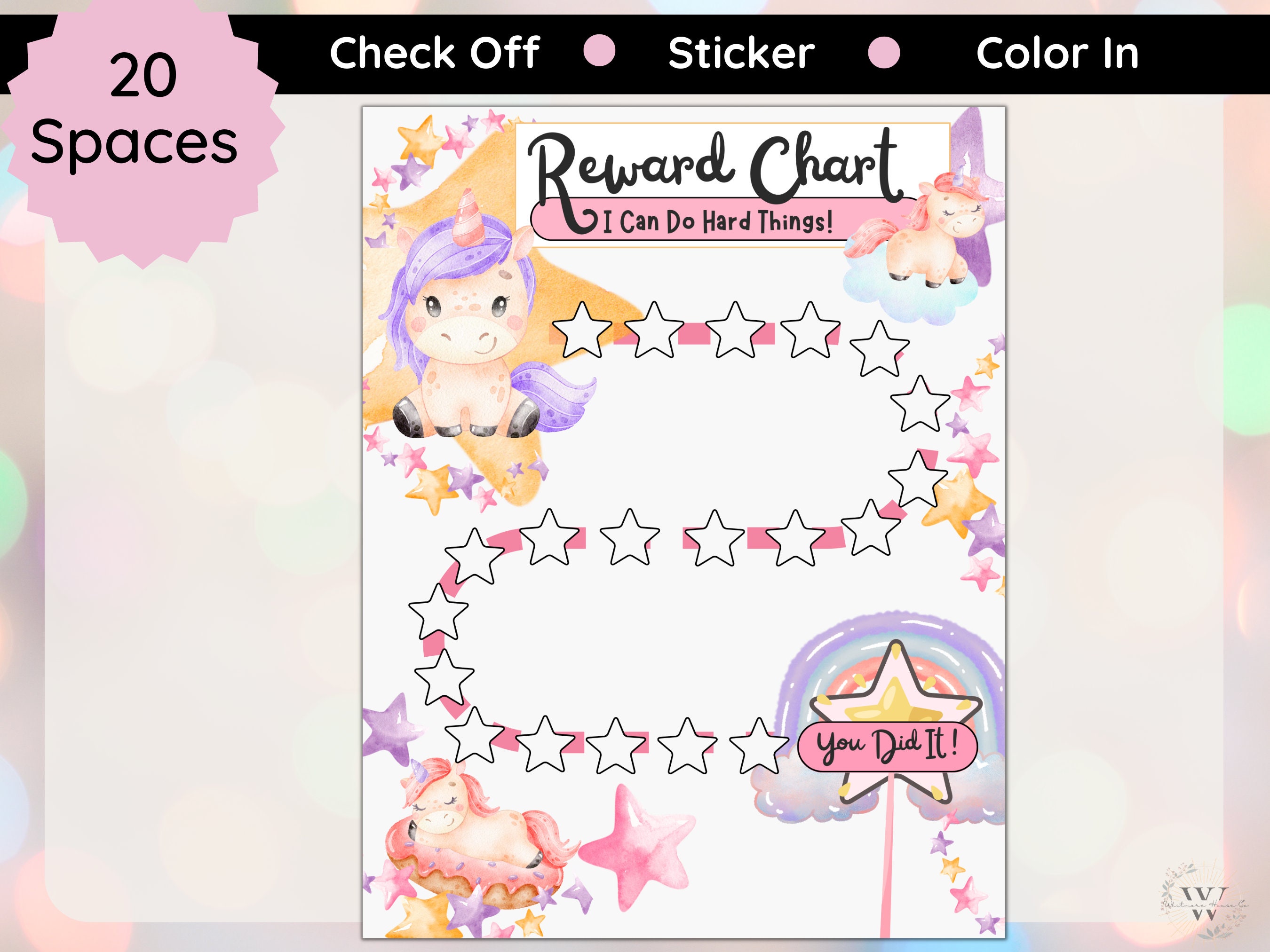 Printable Reward Chart for Kids, Unicorn Goal Tracker, Toddler Potty ...
