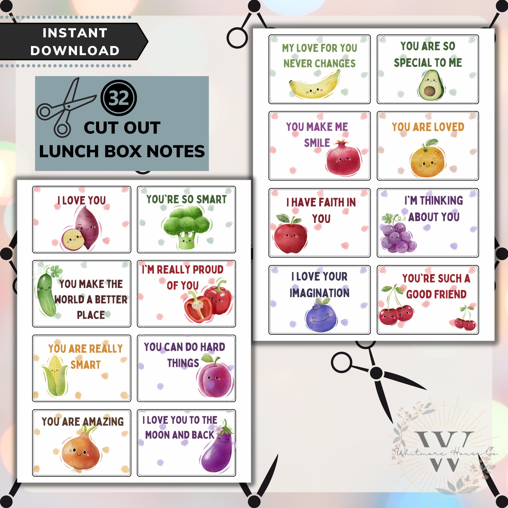 Printable Lunch Box Notes for Kids, Lunch Box Surprise, Printable ...