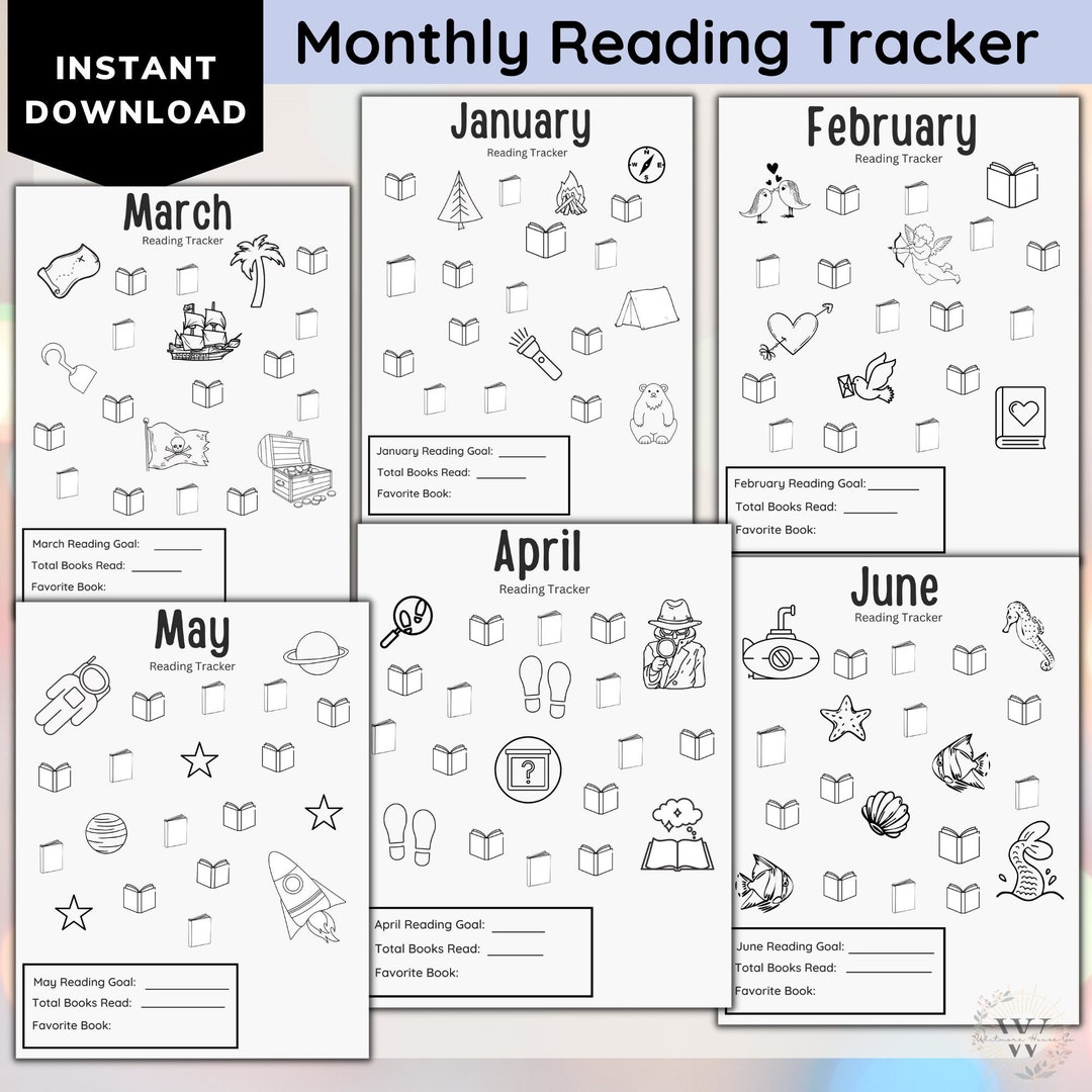 Printable Reading Tracker for Kids, Childrens Goal Chart, Book Log ...