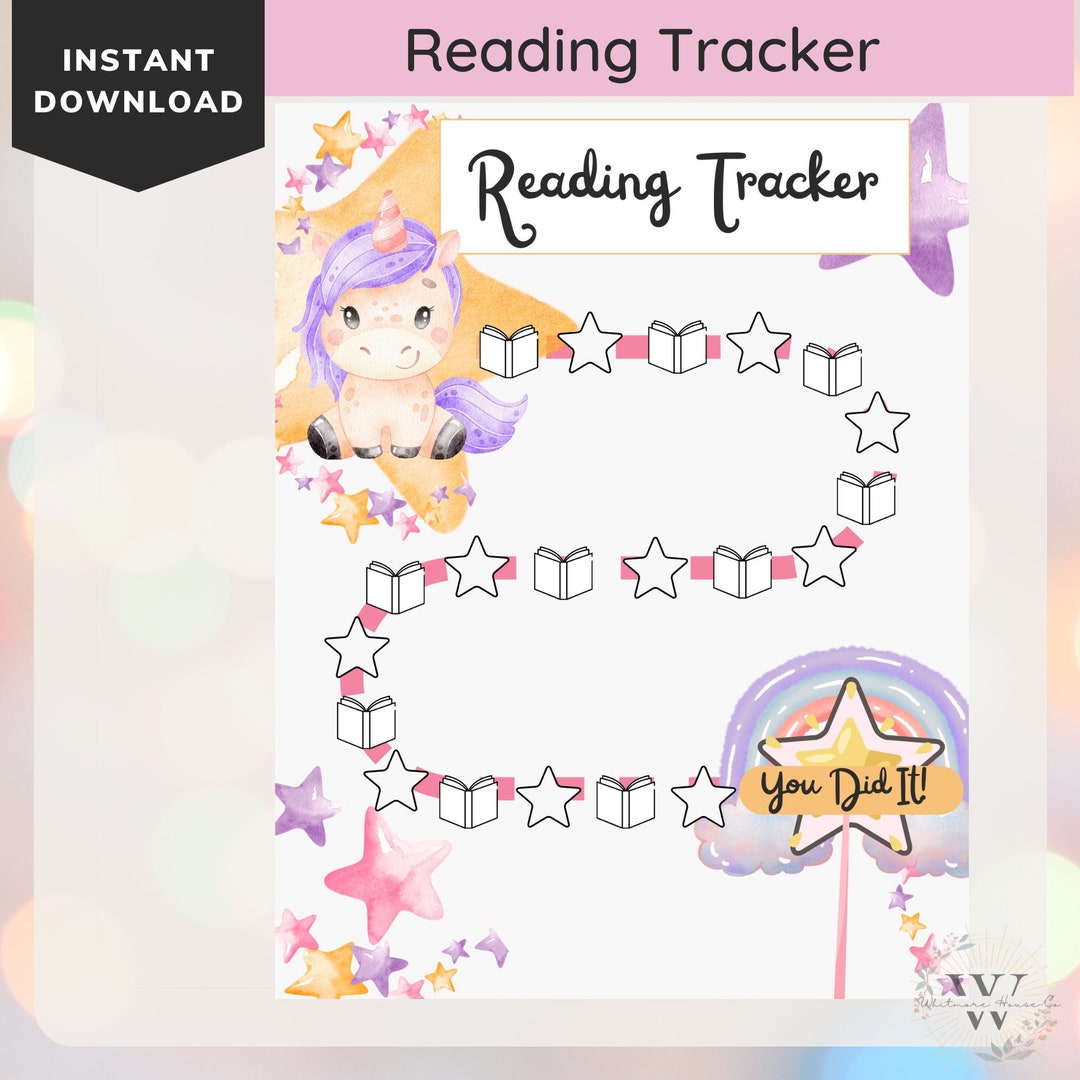 Printable Reading Tracker for Kids, Unicorn Theme, Student Book Chart ...