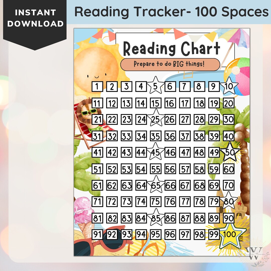 Printable Reading Tracker for Kids, 100 Book Challenge, Summer Reading ...