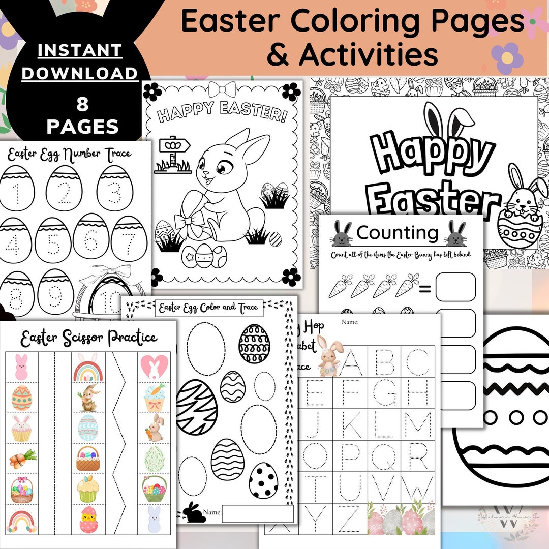 Easter Coloring Pages for Kids Easter Activities for - Etsy
