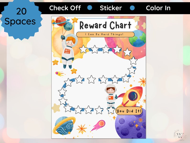 Printable Reward Chart for Kids, Space Goal Tracker, Toddler Potty ...