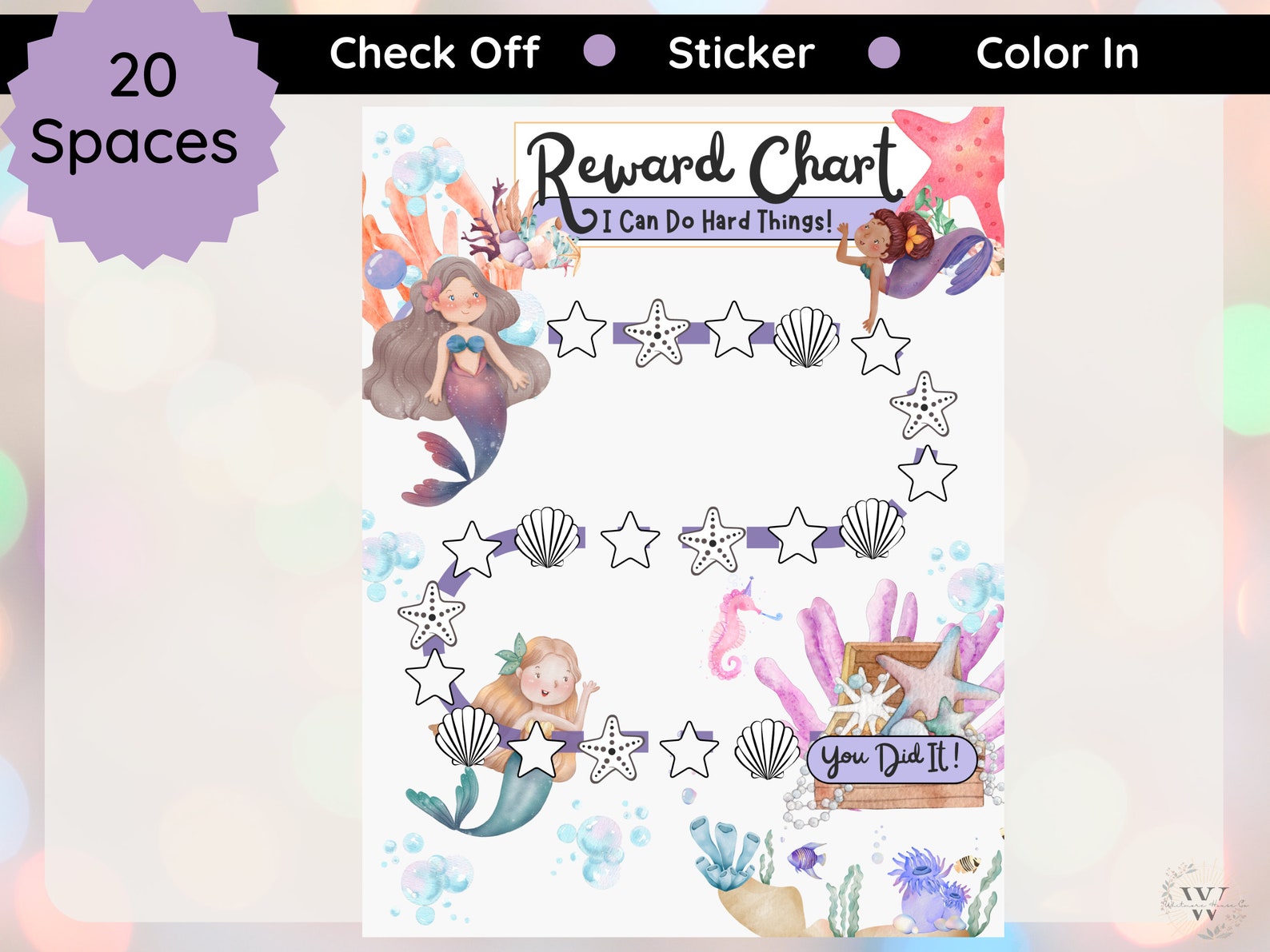 Printable Reward Chart for Kids, Mermaid Goal Tracker, Toddler Potty ...