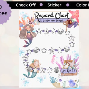 Printable Reward Chart for Kids, Mermaid Goal Tracker, Toddler Potty ...