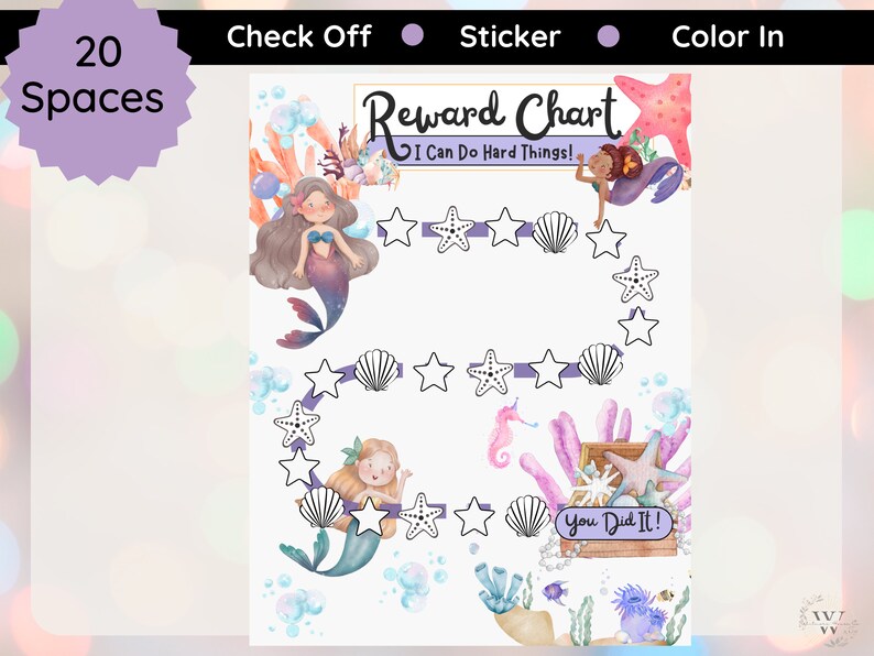 Printable Reward Chart for Kids, Mermaid Goal Tracker, Toddler Potty ...