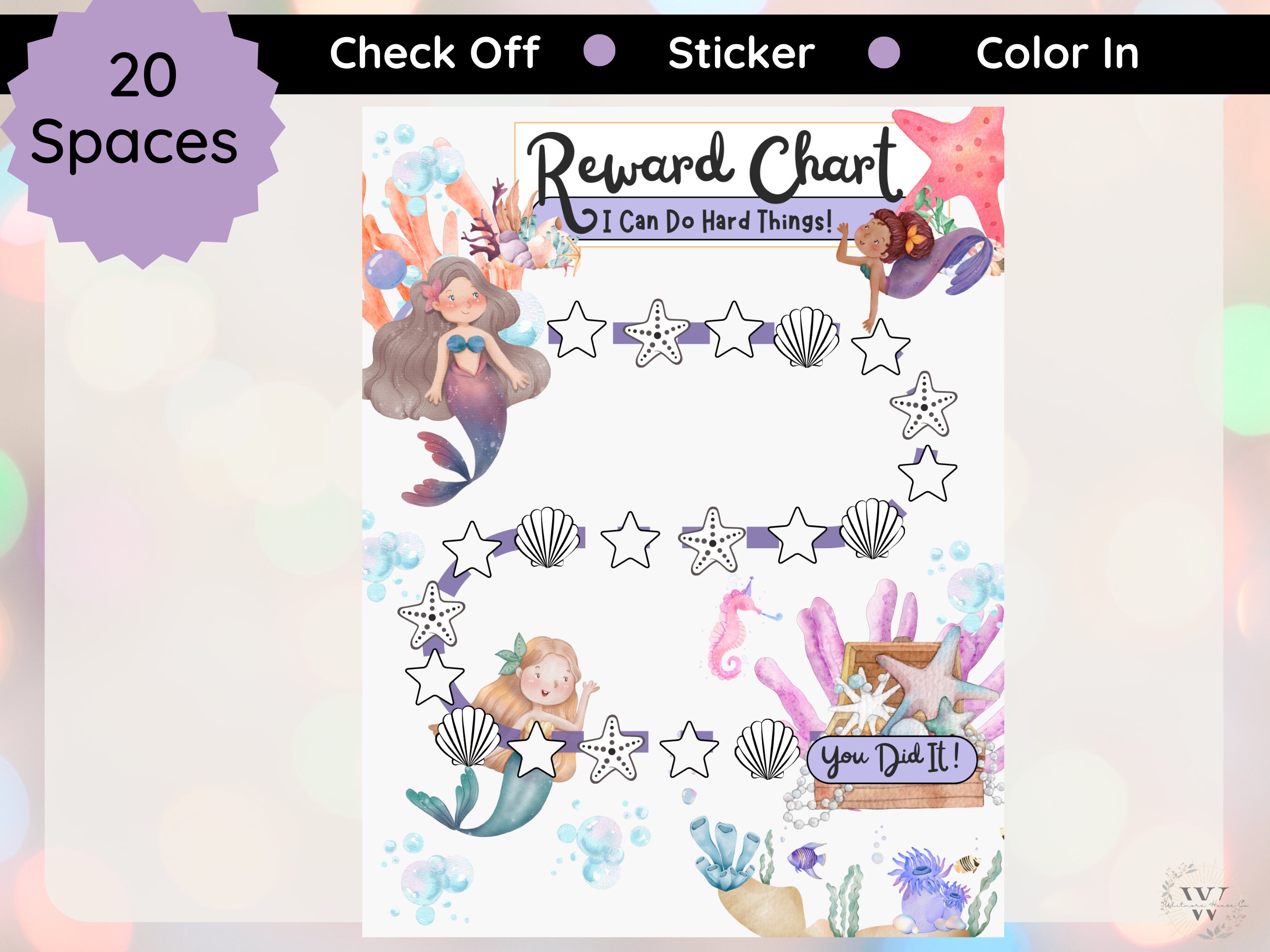 Printable Reward Chart for Kids, Mermaid Goal Tracker, Toddler Potty ...