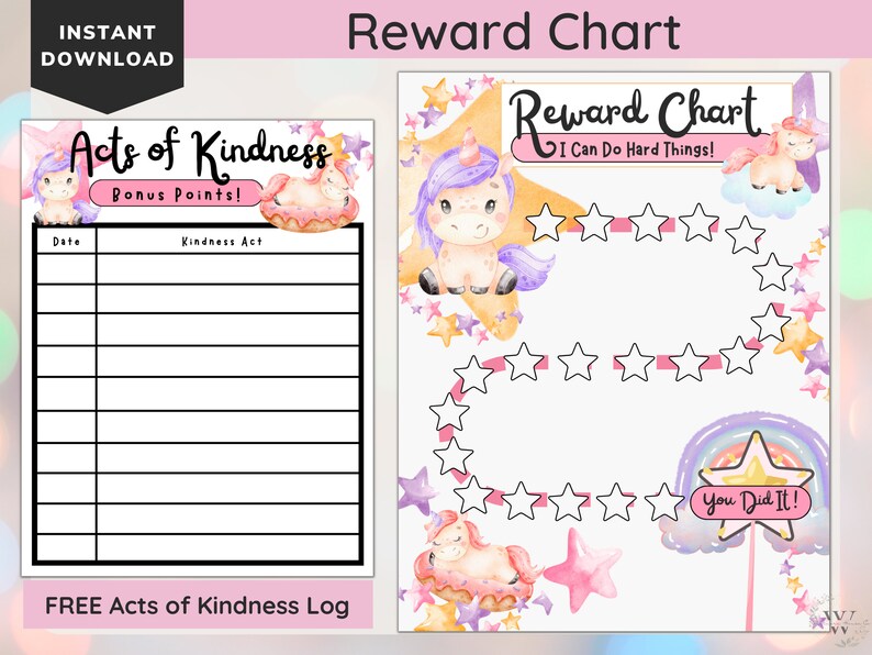 Printable Reward Chart for Kids, Unicorn Goal Tracker, Toddler Potty ...