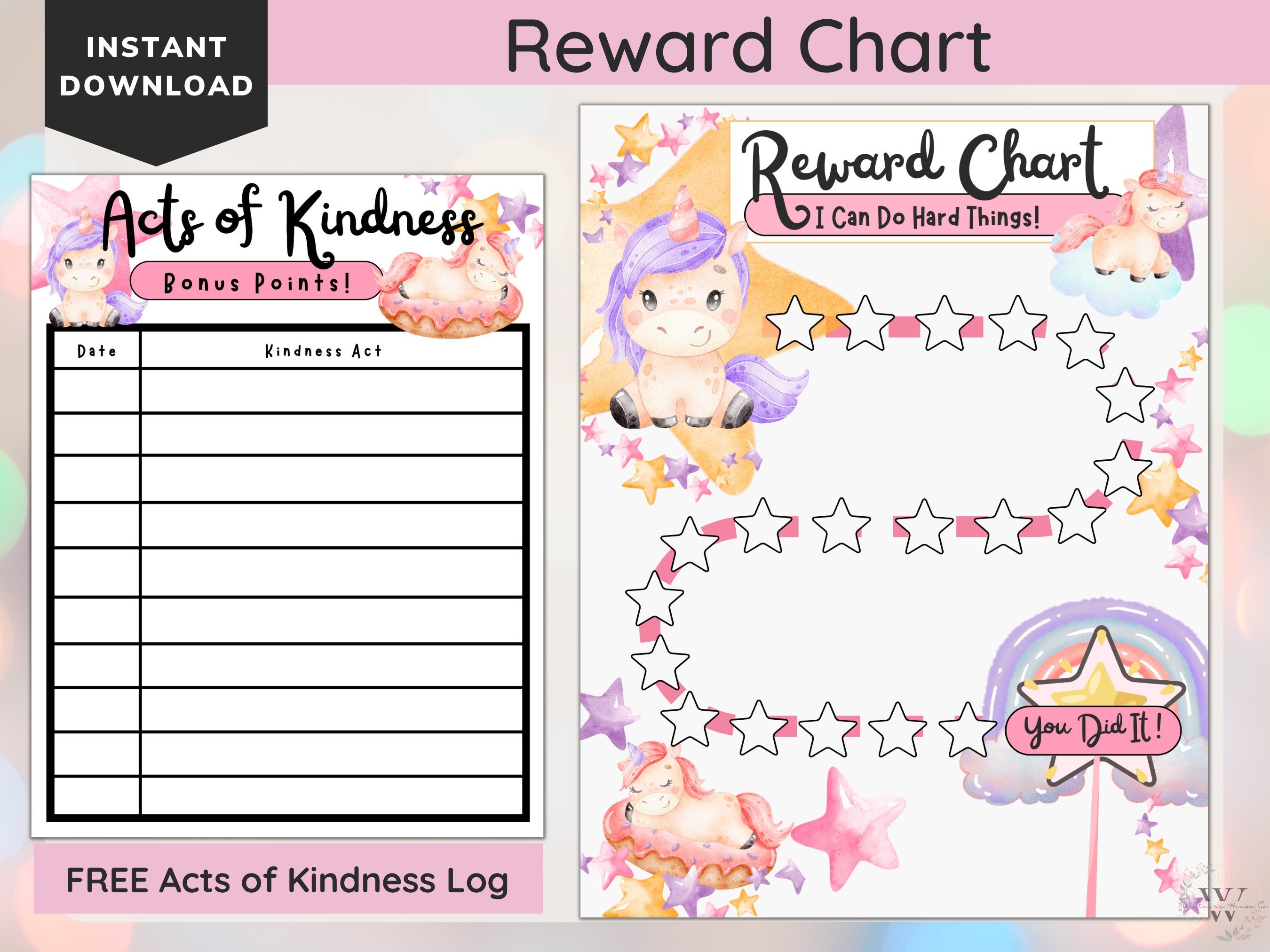 Printable Reward Chart for Kids, Unicorn Goal Tracker, Toddler Potty ...