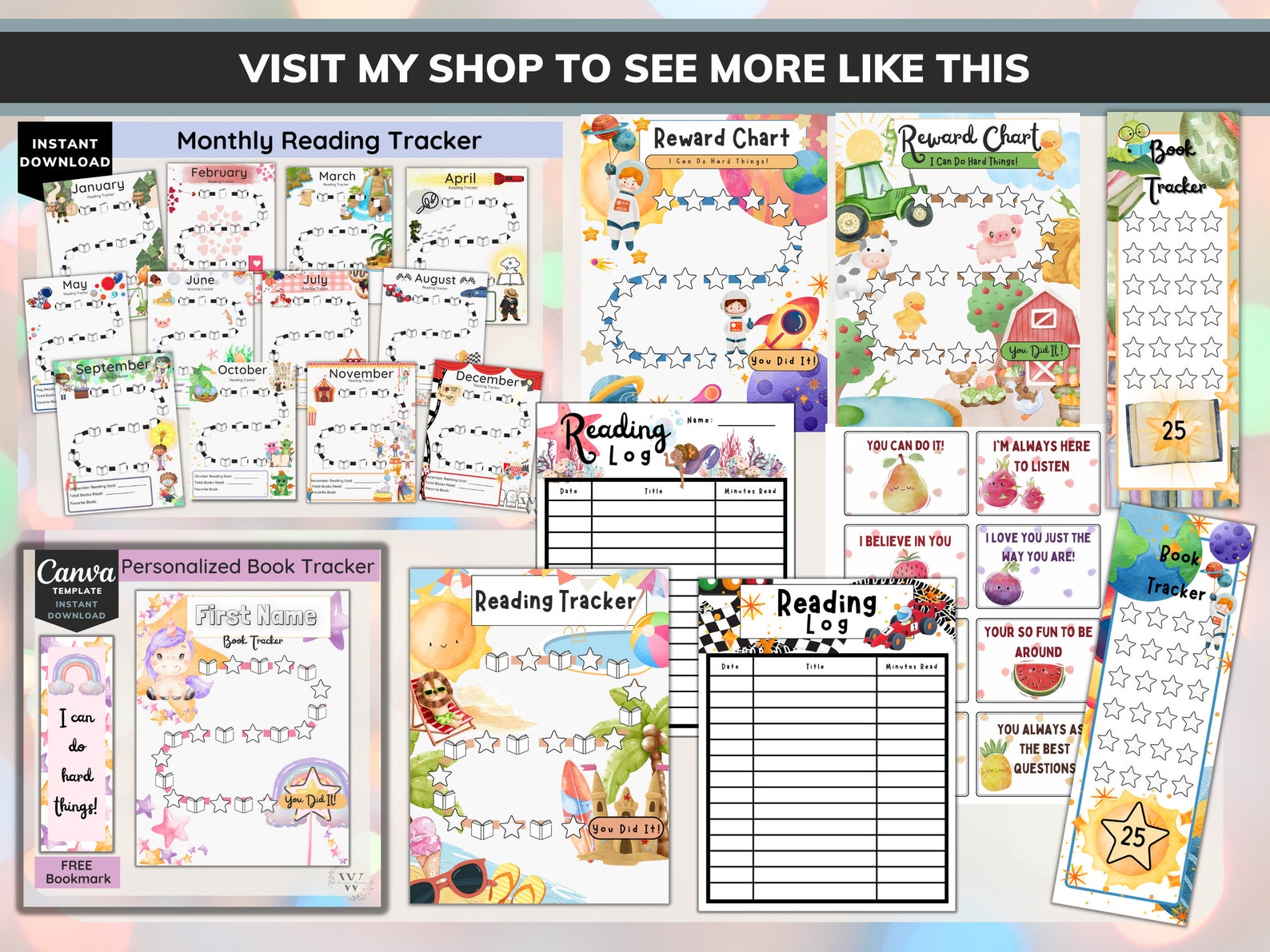 Printable Reading Log for Kids, Black and White Book Chart, Student ...