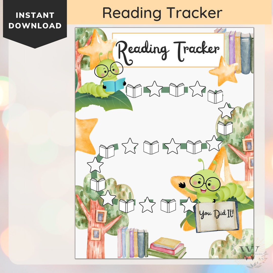 Printable Reading Tracker for Kids, Bookworm Theme, Student Book Chart ...