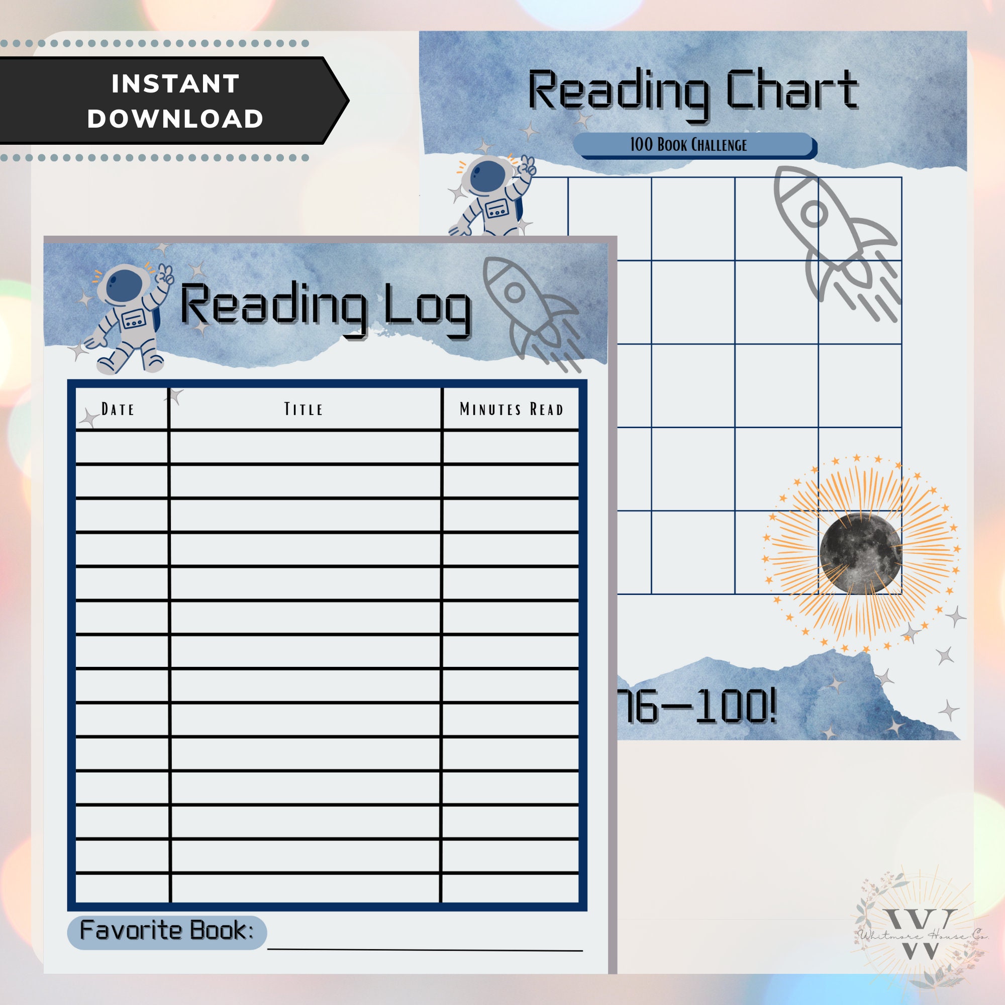 Printable Reading Chart for Kids, 100 Book Challenge, Kids Reading Log ...