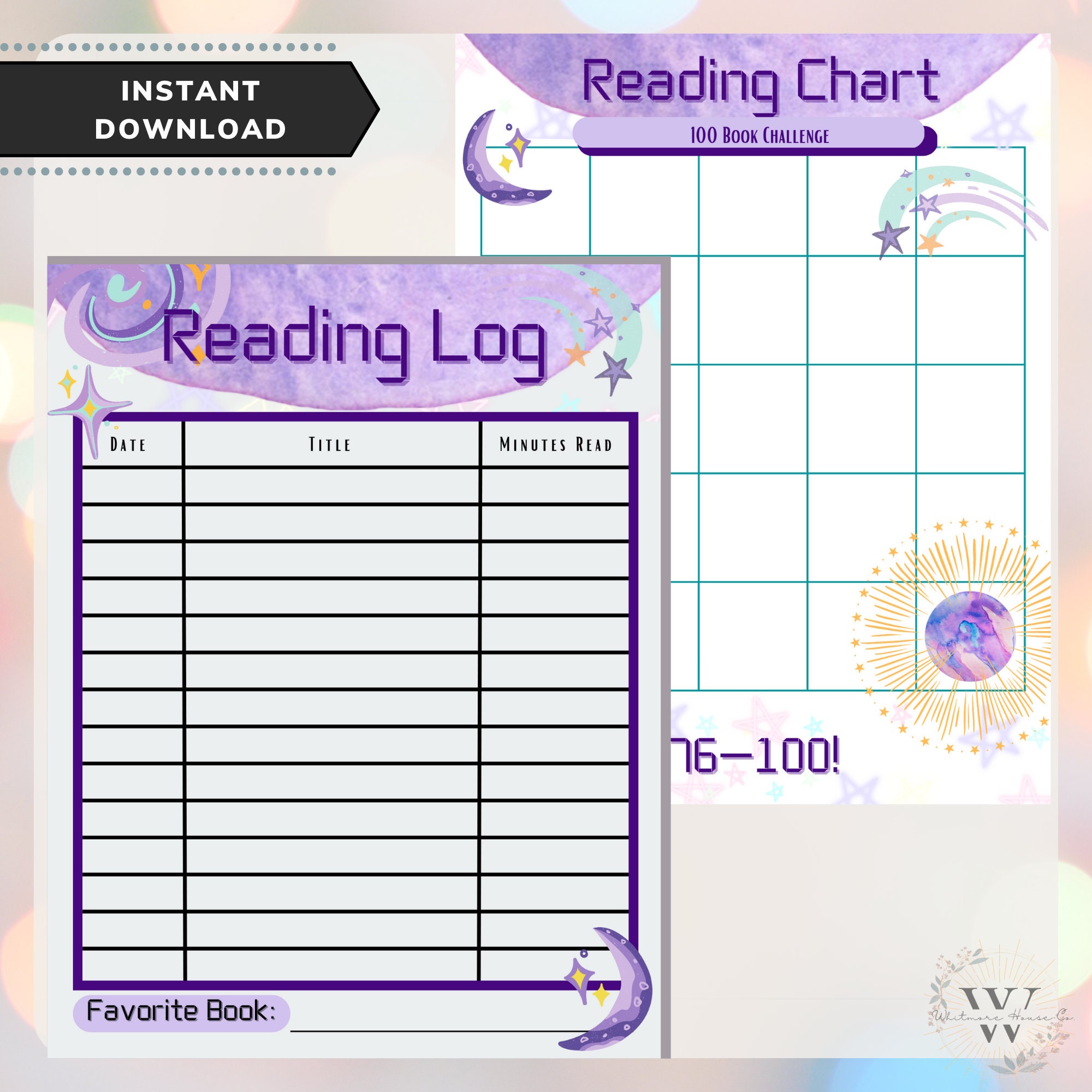 Printable Reading Chart for Kids, 100 Book Challenge, Book Chart ...