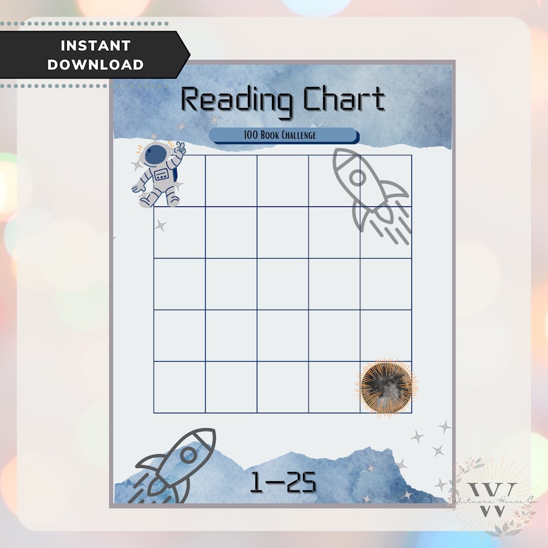 Printable Reading Chart for Kids, 100 Book Challenge, Kids Reading Log ...