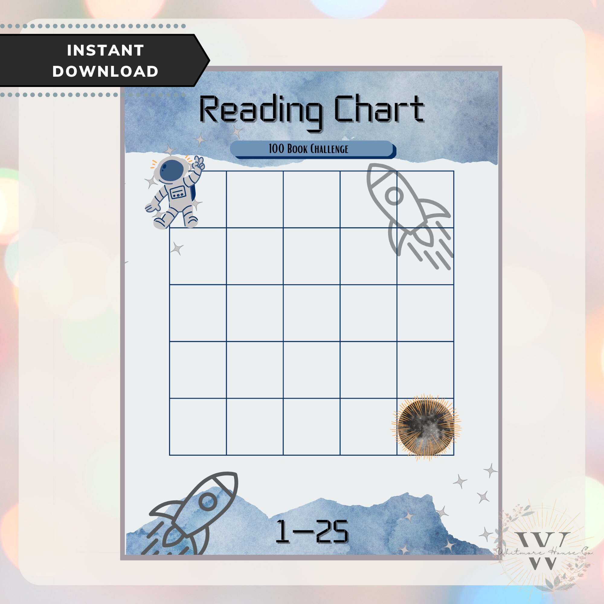 Printable Reading Chart for Kids, 100 Book Challenge, Kids Reading Log ...
