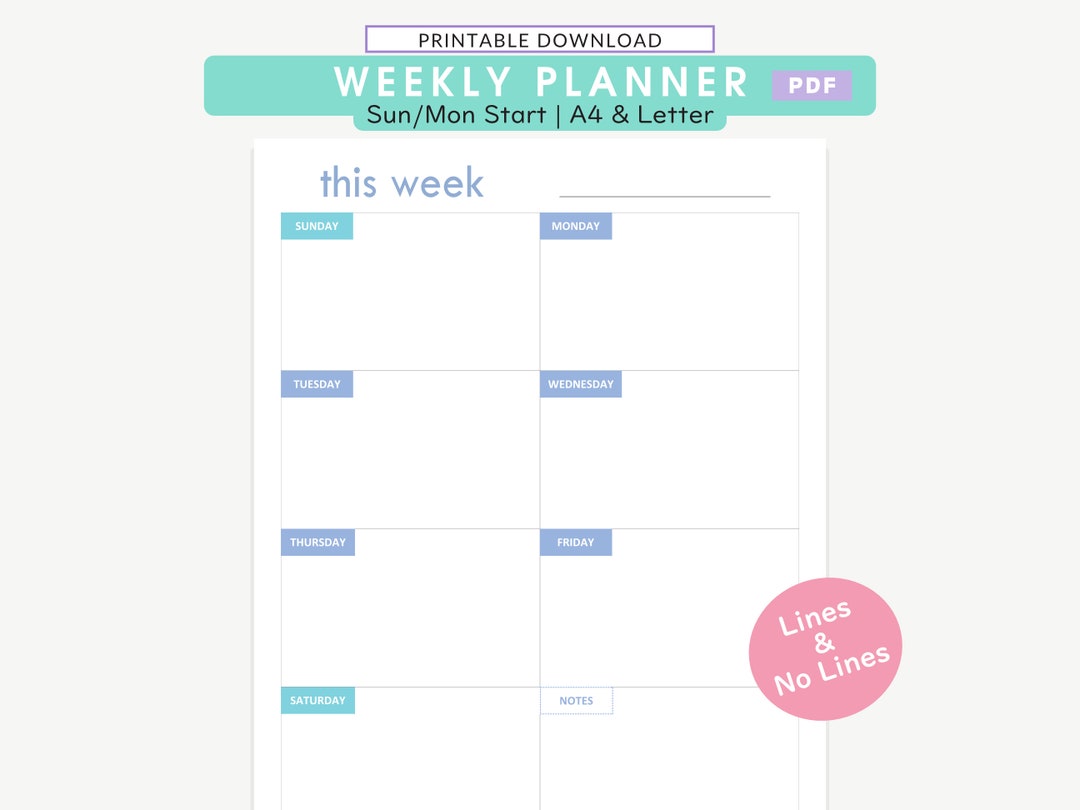 Weekly Planner | Printable Download | Printable Planner - Etsy