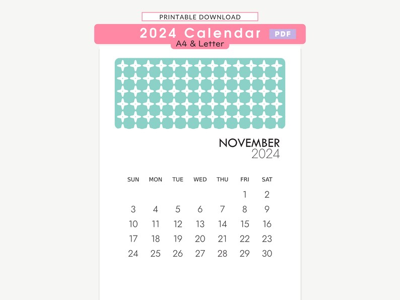 2024 Calendar | Printable Download | Printable Calendar - Etsy