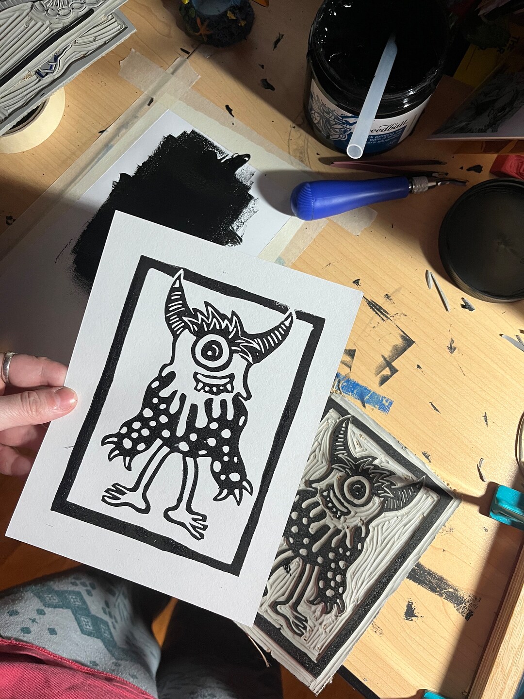Rufus Linocut Creature - Etsy