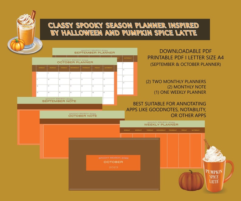 Downloadable Classy Spooky Months and Weeks Planner 2022 - Etsy