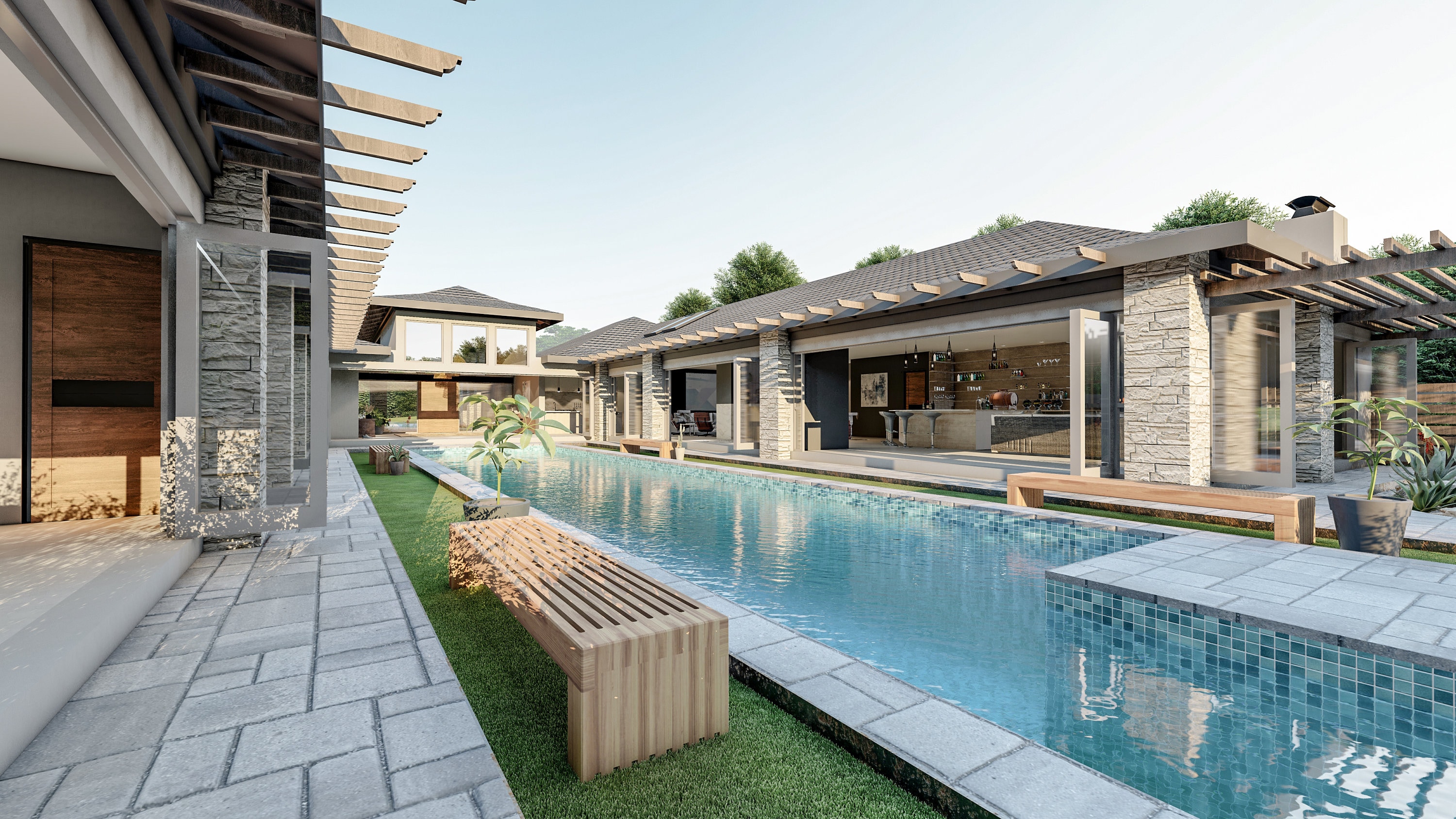 Modern 4-bedroom House Plan (PDF & DWG) – Entertainer's Dream Home ...