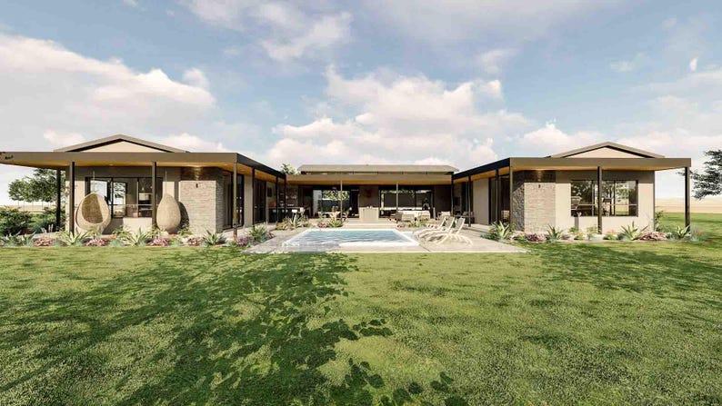 5 Bedroom House Plans With Patio, Pool, Jacuzzi (PDF & DWG) - Etsy Denmark