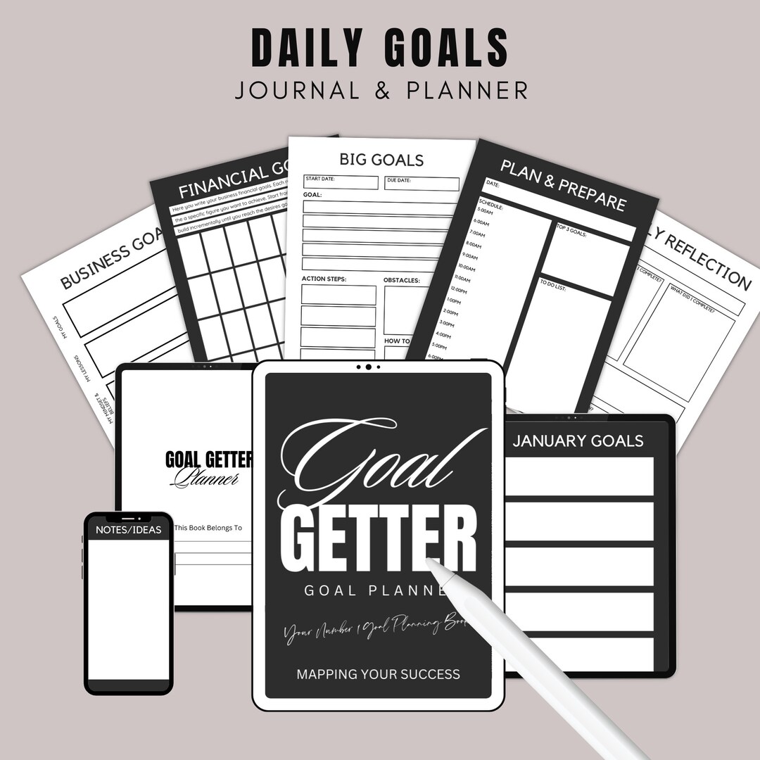 Digital Goal Planner, Printable Goal Planner, Daily Planner, Undated ...