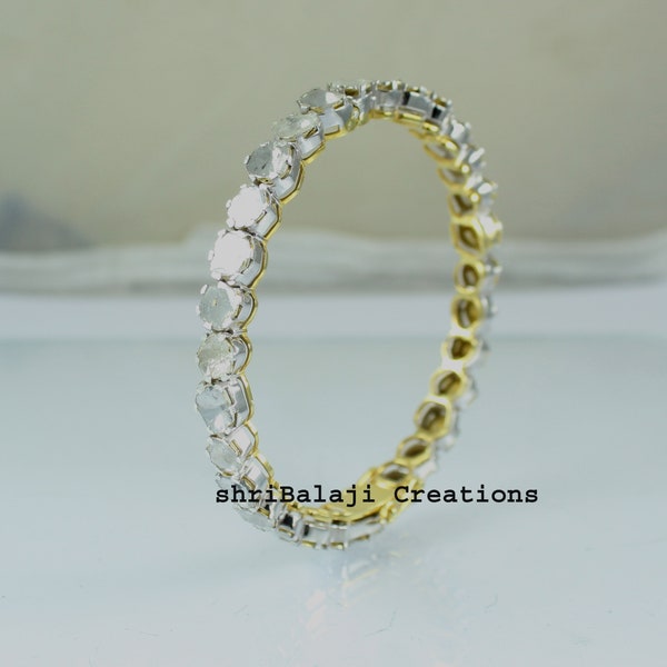 Diamond Polki Bangle Jewelry Natural Polki & 925 Sterling Silver - Etsy