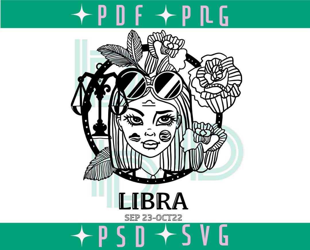 Libra Cute Girl SVG | Png | PDF | PSD| Transparent Vector | Horoscope ...