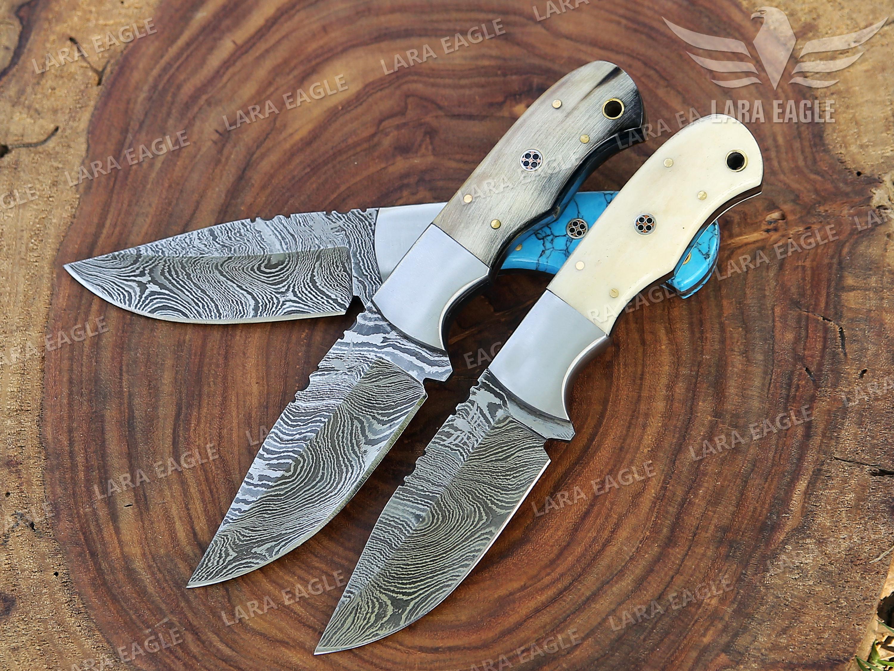 Handmade Damascus Hunting Knife, Skinner Knife, Full Tang Fixed Blade ...