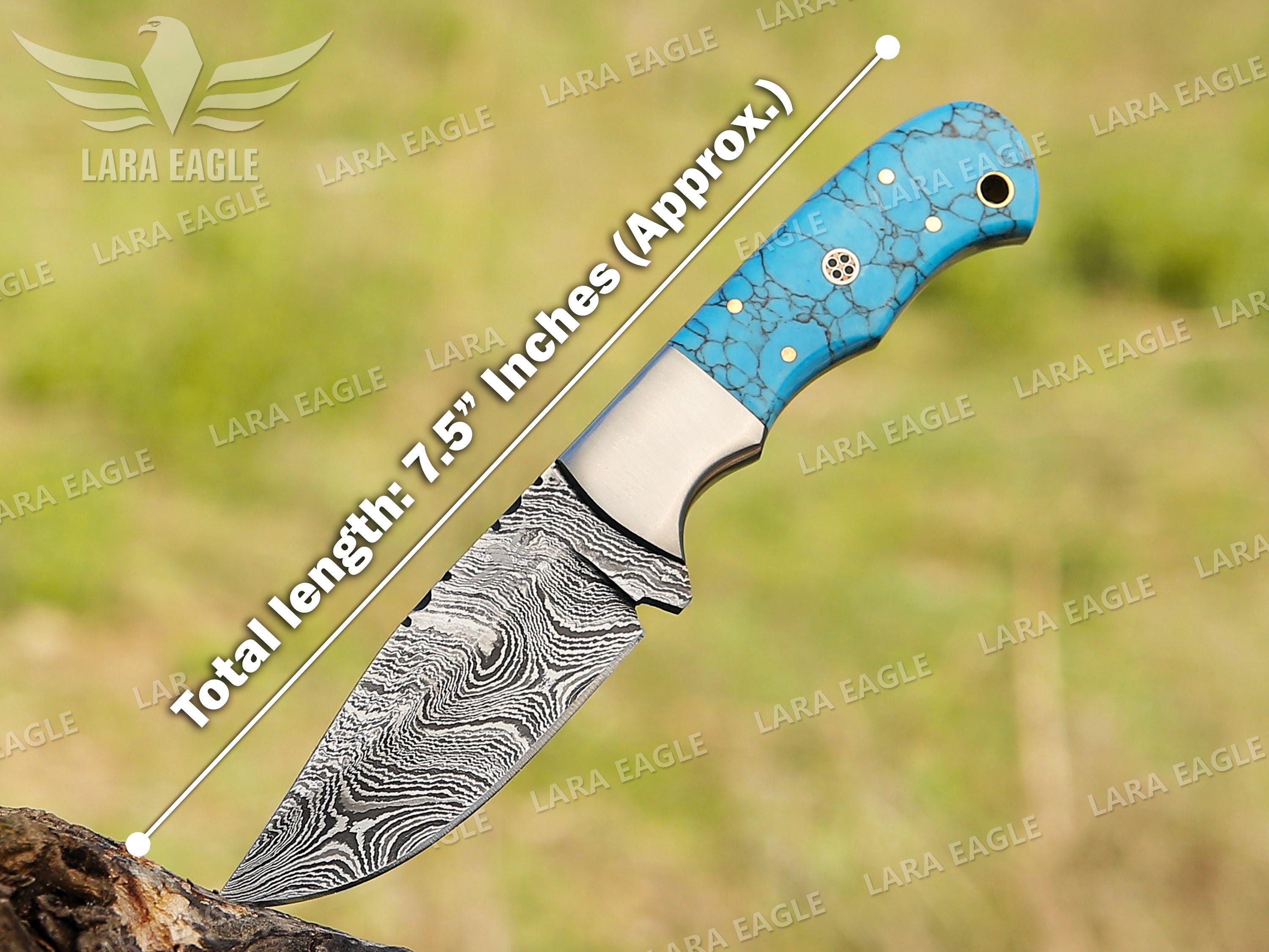Handmade Damascus Hunting Knife, Skinner Knife, Full Tang Fixed Blade ...