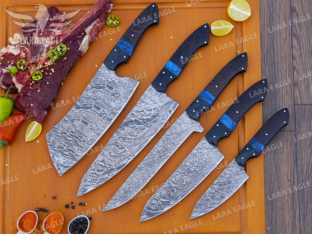 Handmade Damascus Steel Chef Knife Set Damascus Fillet Knife Set ...