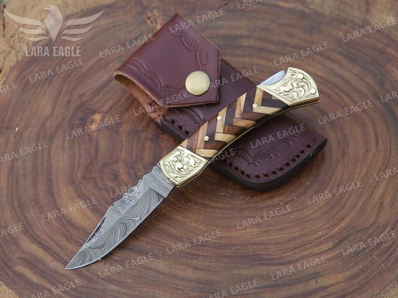 Custom Handmade Damascus Steel Pocket Knife Folding Knife White Camel ...