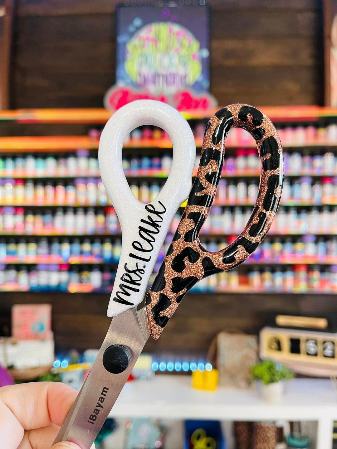 Custom 1/2 Leopard Glitter Scissors - Etsy