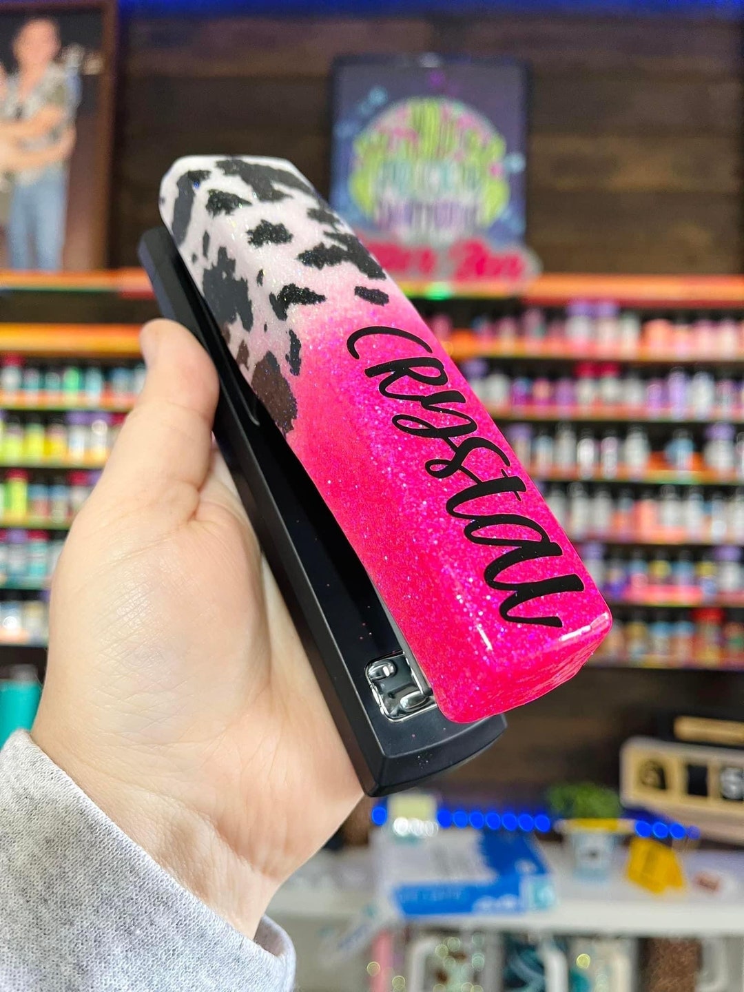 Custom 1/2 Cow Print & Glitter Stapler - Etsy