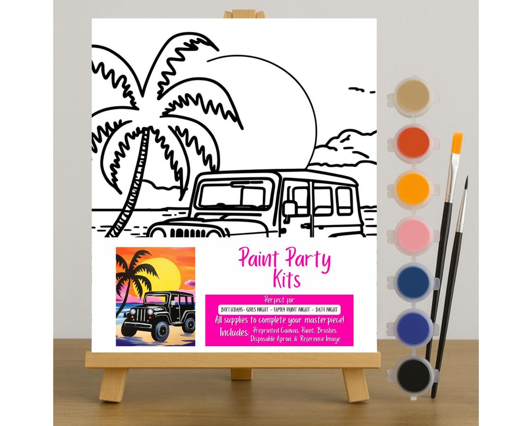 Sunset Beach Jeep Paint Kit: Tropical Adventure Canvas, DIY Art - Etsy