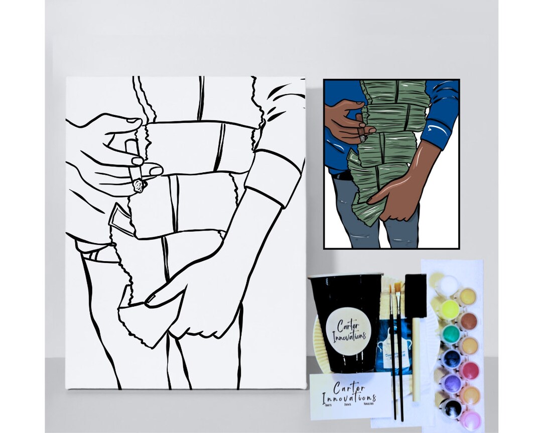 Black Art, Pre Drawn Canvas, Trap Party , Sip and Paint, Stacks on ...