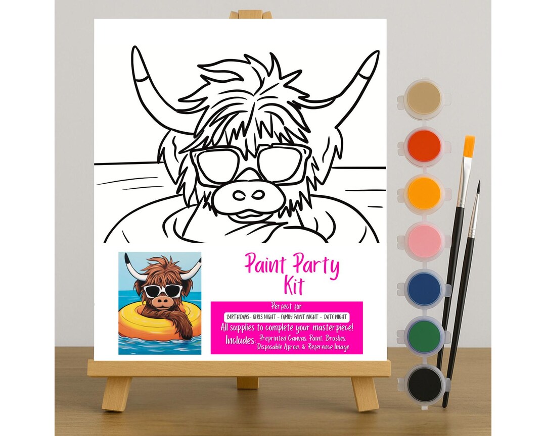 Summer Cow Paint Party Canvas Kit: Includes Paints & Brushes - Etsy