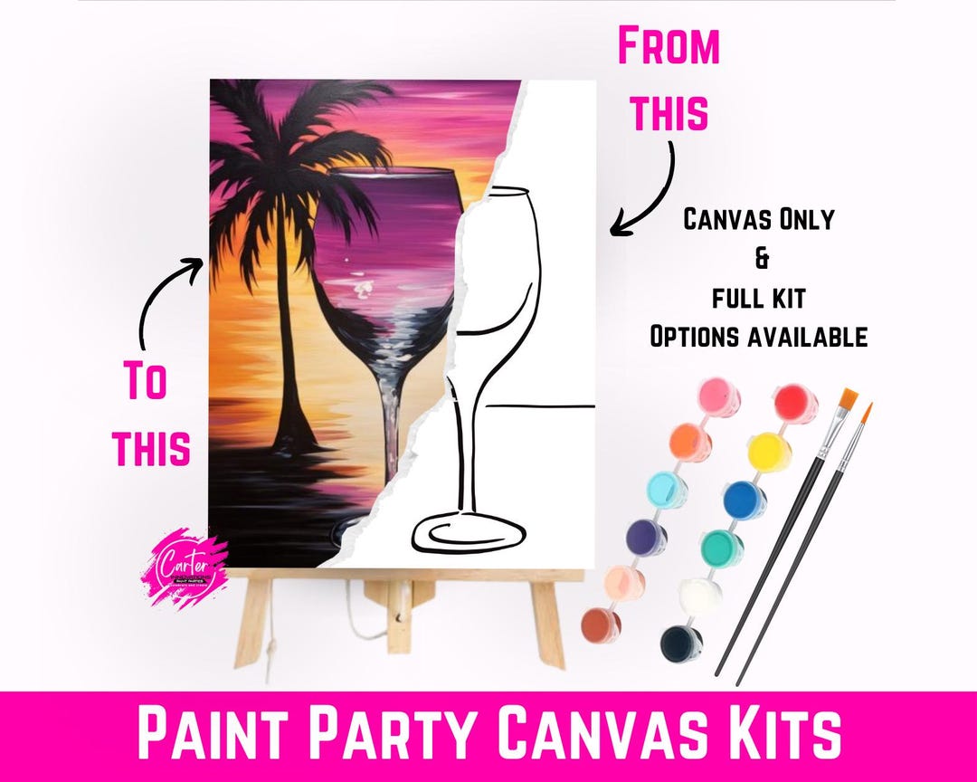 Paint Party Canvas | Girls Night Out | Sip & Paint | Coloring Page ...