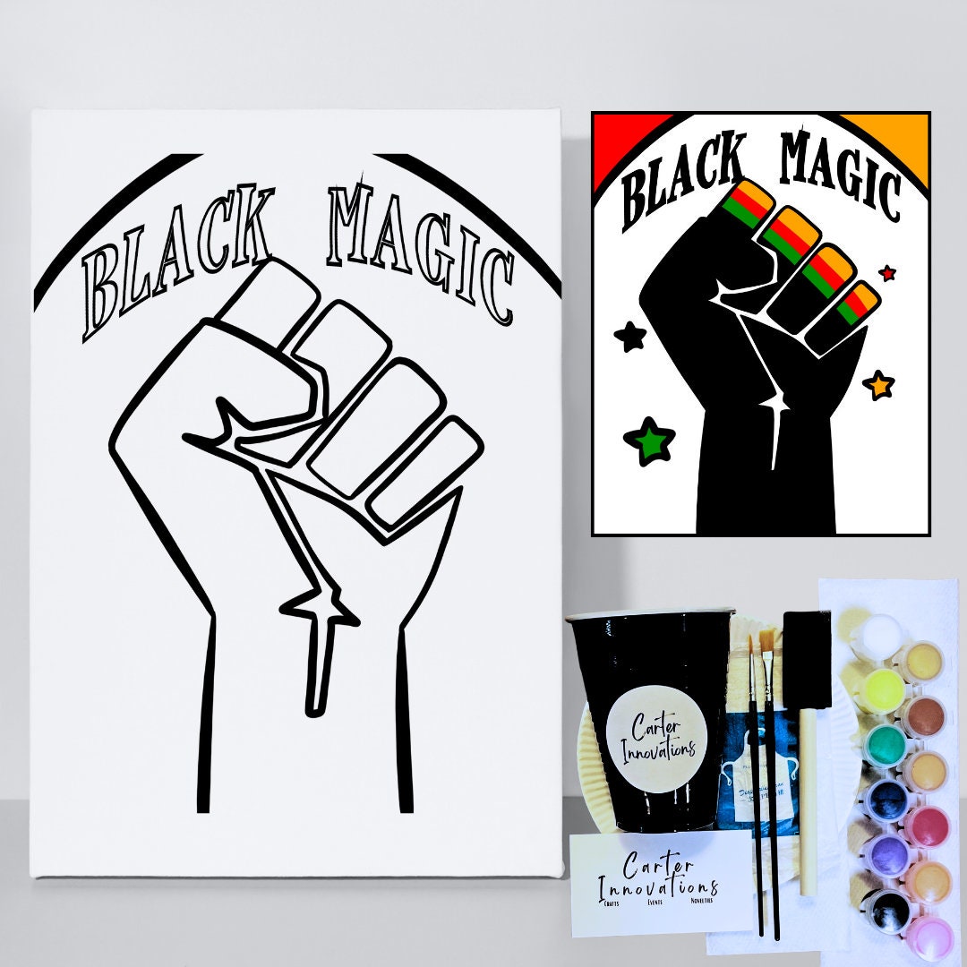 Black Magic Black History Month Sip & Paint Pre Drawn Canvas - Etsy