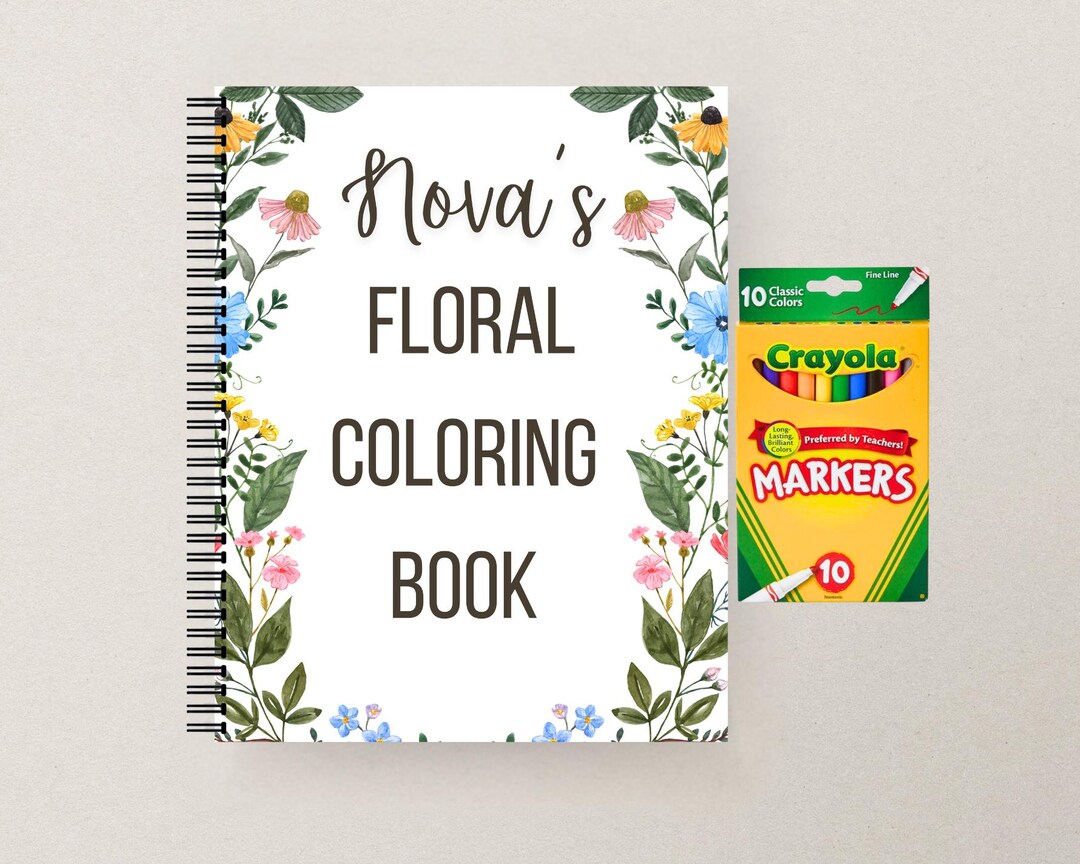 Personalized Floral Name Coloring Book | Custom Name Coloring Pages ...