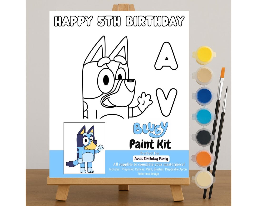 Bluey Paint Party Canvas Kit: Kids Birthday Activity - Etsy