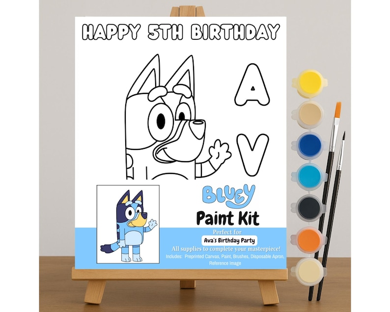 Bluey Paint Party Canvas Kit: Kids Birthday Activity - Etsy
