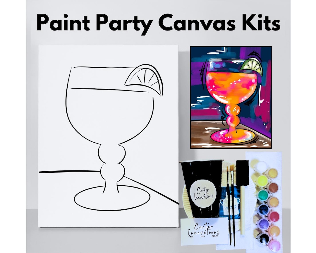 Art Party, Pre Drawn Canvas, Birthday Party Ideas, Canvas Party Pack ...